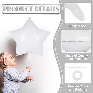 20 Pcs Star Balloons,18 Inch White Star Foil Balloons,Star Shaped Balloons Mylar Balloons Helium Balloons for Birthday Party Anniversary Wedding Baby Shower Decorations (White)
