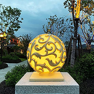 JSBDPHW European Style E27 Pillar Lamp Round Waterproof Stone Column Light Outdoor Courtyard Fence Post Light Villa Gate Decoration Base Lamp Landscape Lamp