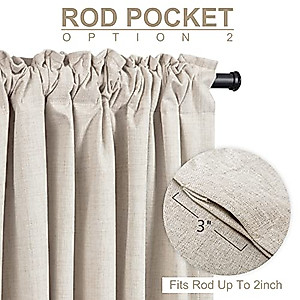 100% Blackout Shield Linen Blackout Curtains for Bedroom 84 Inches Long,Back Tab/Rod Pocket Living Room Drapes,Thermal Insulated Textured Blackout Curtains 2 Panels Set,50" W x 84" L,Cream