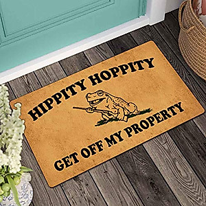 Home Decor Hippity Hoppity Get Off My Property Welcome Mat with Rubber Backing Doormat Entrance Floor Mat Non-Slip Entryway Rug Easy Clean 30 X 18 Inches