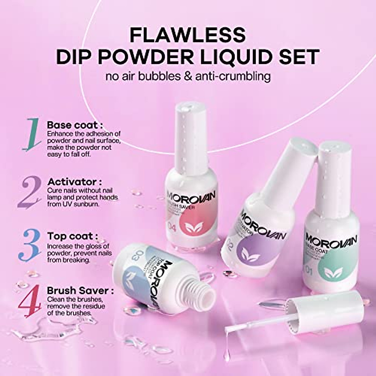 Morovan Dip Powder Nail Kit: 30 Pcs Dip Nails Powder Starter Kit with 22 Colors Dipping Powder - All Seasons Nail Dip Powder Kit for Nail Art Manicure Dip Powder Liquid Set