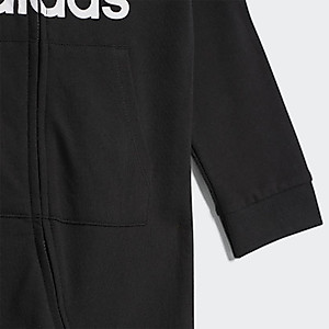 adidas unisex baby Infant Girls' and Boys' Long Sleeve Hooded Coverall Overalls, Black, 24 Months US