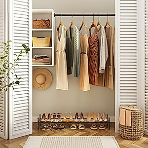 Tajsoon Expandable Shoe Rack Organizer, 1 Tier Adjustable & Stackable Metal Iron Shoe Shelf, Shoe Storage Organizer for Closet Bedroom Entryway, Black