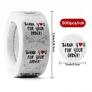 MOEZ Thank You Stickers Small Business 1 Inch 2000 PCS 4 Roll Strong Adhesive Thank You Stickers for Envelopes Seals, Bubble Mailers, Gift Bags Packaging