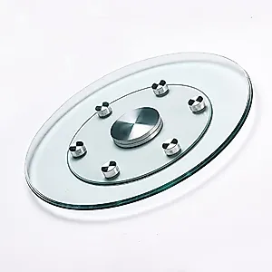 CIMOO Tempered Glass Lazy Susan Turntable Dining Table Transparent Round Turntable Tabletop Rotating Serving Tray-60cm/23.6in