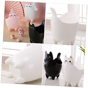 STOBAZA Cat Shaped Trash Can, White, Plastic, 6 inch