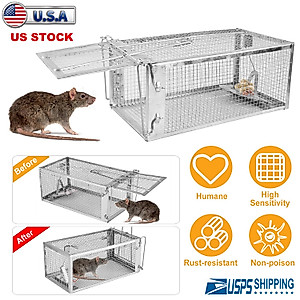 iMounTEK Humane Rart Trap Animal Steel Cage Traps, Live Animal Trap Mouse Trap Cage Humane Live Mouse Trap Reusable Metal Rat Rodent Cage Catch Release Continuous Capture for Indoor/Warehouse