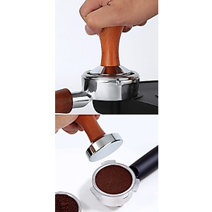 51mm Espresso Tamper-Premium Barista Coffee Tamper Coffee Tamper Classic Series Stainless Steel Espresso Tamper Coffee Press Tool Tamper Espresso Handle, 90x51mm, Solid wood, Stainless steel