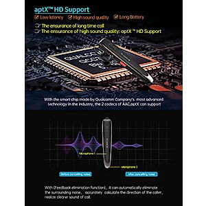 Glazata Wireless Headset with ENC Dual Mic Noise Canceling & Mute Key, apt-X & apt-X HD for Driving, Office, Business, Compatible with Cell Phone and PC 「Black」