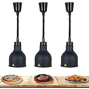 Food Heat Lamp Ceiling Heat Lamp Food Service Pendant for Restaurant Heating Lamp for Food Warming w/Bulb Retractable Buffet Food Heat Lamp Warmer Lamp,3pack