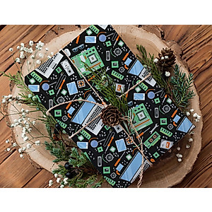 Computer Chip Motherboard Premium Wrapping Paper Roll Gift Wrap Sheet for Christmas Presents Birthday Party Decorations (30 inch x 6 foot roll)