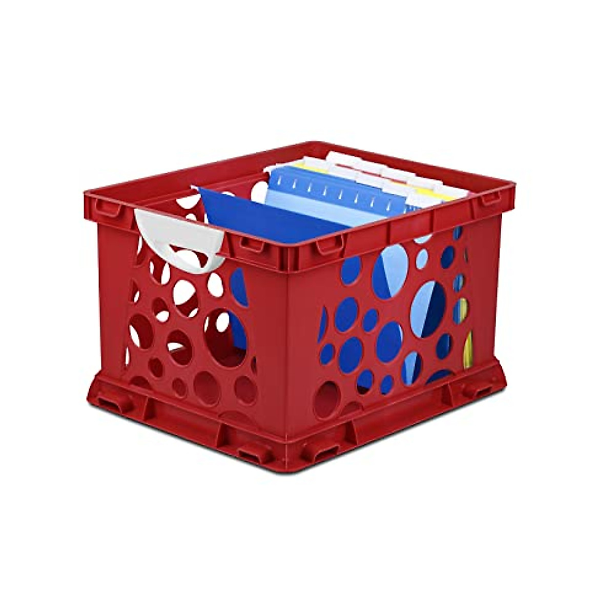 Storex Industries Premium File Crate with Handles, Classroom, 1-Pack, School Red