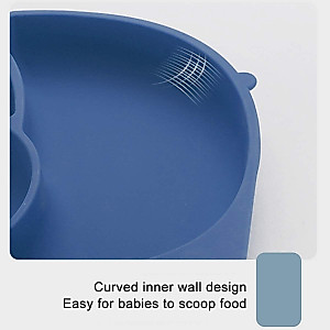 LongDear Suction Plates for Baby,Toddler Plates with Suction,Silicone Divided Kids Placemat Fits Most Highchair Trays (Blue)