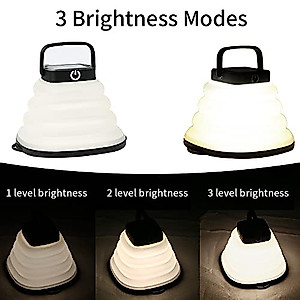 Solar Camping Lanterns, Portable Collapsible Waterproof Camping Lights, USB Rechargeable or Solar Power Camping Hanging Lamp for Camping Hiking Fishing Travel