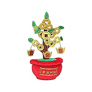 WskLinft Fake Bonsai Enhance Flavor of New Year Stuffed Money Tree Simulation Bonsai Desktop Decor for Shopping Mall S