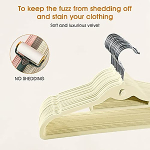 Velvet Clothing Hangers Slim Stackable Non-Slip Beige Suit Hanger Space Saving Clothes Hanger Heavy Duty Adult Hangers with 360°Swivel Hook Pack of 20