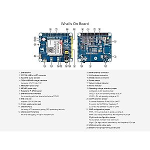 Waveshare 4G/3G/GNSS HAT for Raspberry Pi Zero/Zero W/Zero WH/2B/3B/3B+ Jetson Nano Based on SIM7600A-H LTE CAT4 up to 150Mbps Support Phone Call Wireless Communication