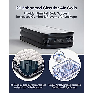 OlarHike Inflatable Twin Air Mattress with Built in Pump,18"Elevated Durable Air Mattresses for Camping,Home&Guests,Fast&Easy Inflation/Deflation Airbed,Black Double Blow up Bed,Travel Cushion,Indoor