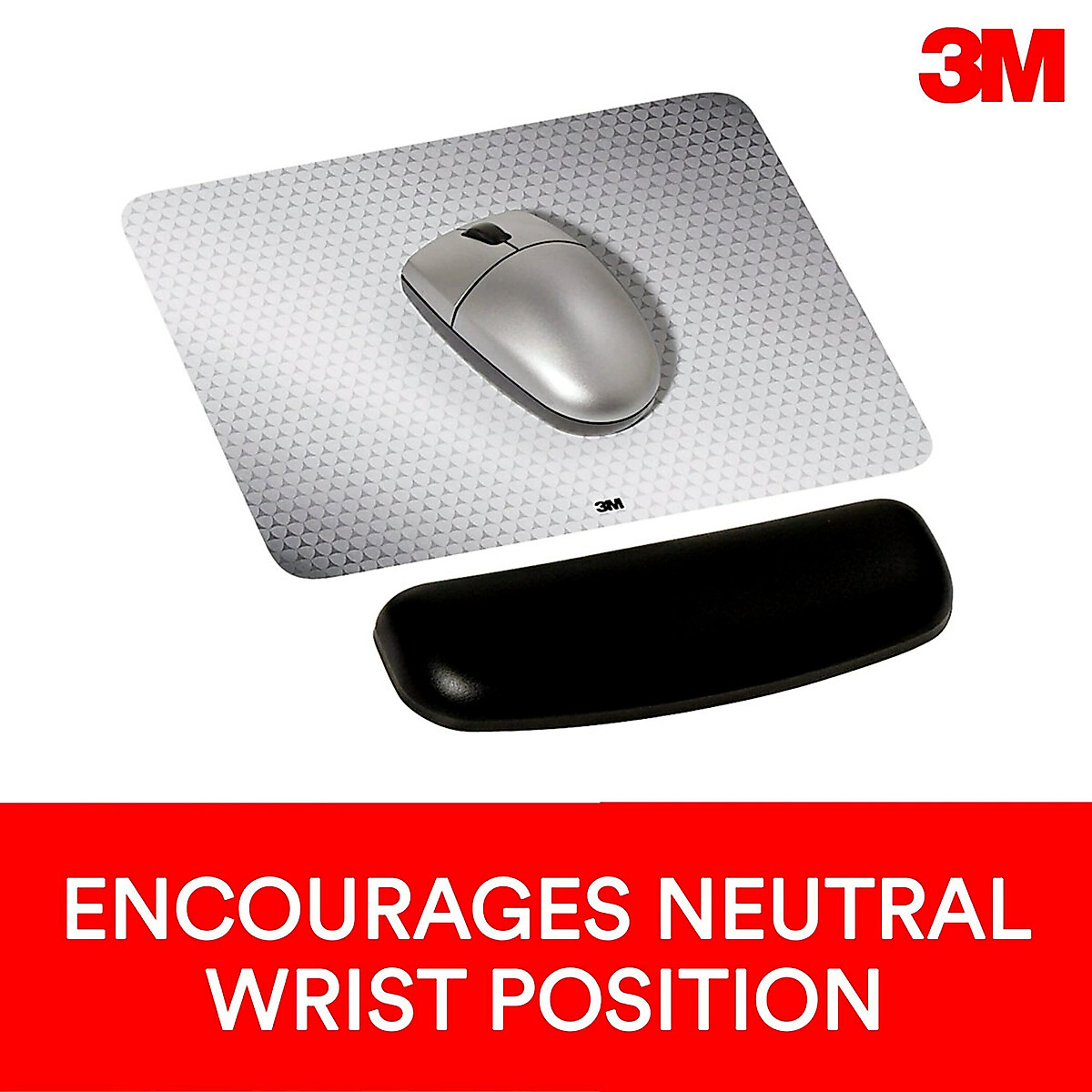 3M Gel Wrist Rest for Mouse, Soothing Gel Comfort with Durable, Easy to Clean Leatherette Cover, Antimicrobial Product Protection, 6.9", Black (WR305LE)