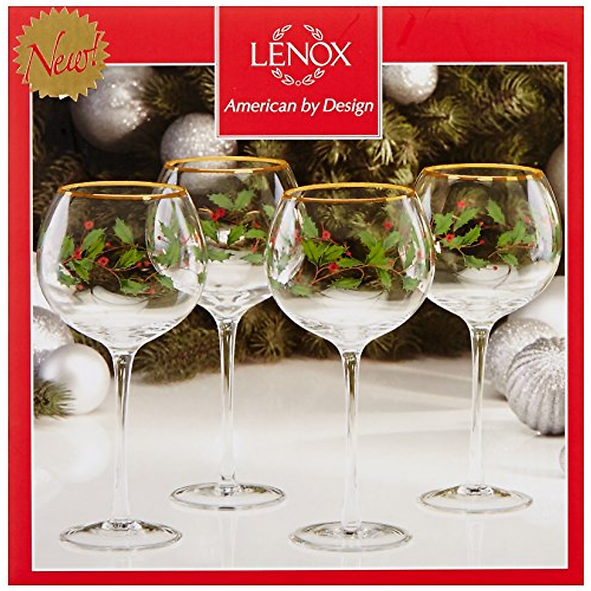 Lenox Holiday 4-Piece Wine Glass Set, 16 fl.oz.