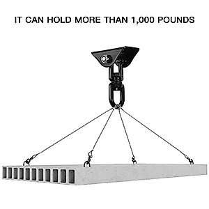 EXCELFU Hammock Hanging Kit, 1000 lb Capacity Heavy Duty 360° Rotate Swing Hangers Suspension Hooks for Swing, Chair, Yoga, Multiple Indoor Outdoor Gym, Black