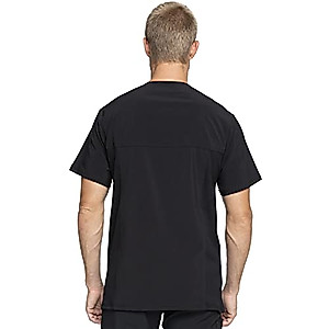 Cherokee V- Neck Men's Scrub Top with Rib Knit Back Panels CK900A, M, Black