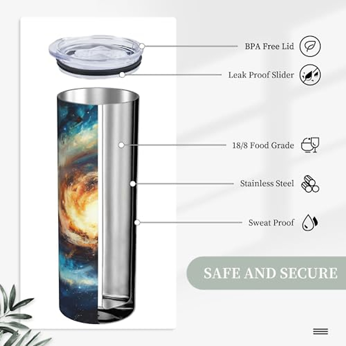 Tangopi Space Cloud Galaxy 20 oz Tumbler with Lid and Straw Insulated Travel Coffee Mug Reusable Spill Proof Coffee Cups Stainless Steel Water Bottle for Hot and Cold Drinks
