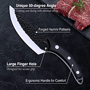 shajwo Viking Knife Meat Cleaver Knife Chef Knives Hand Forged Boning Knife with Sheath Butcher Knives High Carbon Steel Fillet Knife for Kitchen,Camping,Outdoor,BBQ