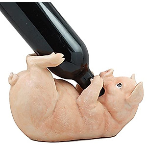 Ebros Babe Farm Pink Pig Wine Holder Decor Statue Whimsical Practical Pig Wine Caddy Storage Organizer