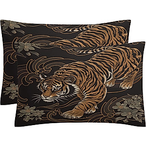OmErsa Tiger Duvet Cover Oversized King Size Bedding Set 3 PCS, Animal Comforter Cover & 2 Pillowcases Soft Microfiber Patterned Bedroom Decorations for Adults Teens