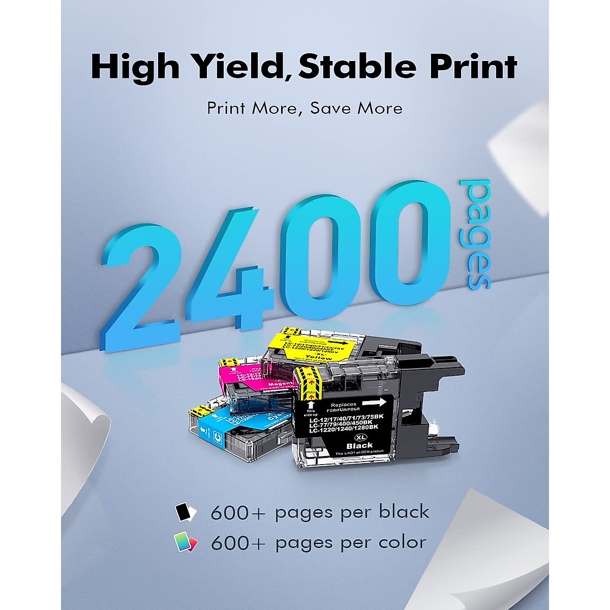 INK4U Compatible LC75 Ink Cartridges Replacement for Brother LC75 LC71 LC79 XL for MFC-J6510DW MFC-J6710DW MFC-J6910DW MFC-J280W MFC-J425W MFC-J430W Printer(5 Black,3 Cyan,3 Magenta,3 Yellow,14 Pack)