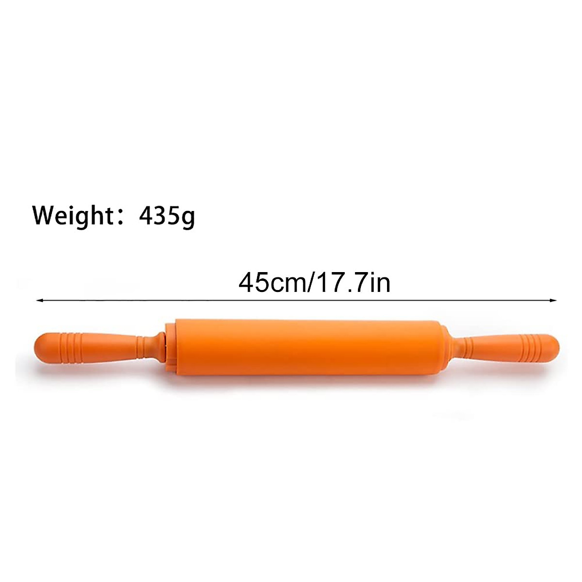 Adjustable Rolling Pin, Dough Roller, Silicone Rolling Pins with 4 Thickness Rings for Baking Dough, Pizza, Pie, Pastries, Pasta, Cookies(Orange)