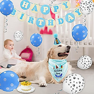 Dog Bandanas, Dog Birthday Party Supplies, Dog Birthday Bandanas, Pet Scarf Accessories, Pet Accessories for Dog Lovers, Dog Party Playsets for Small and Medium Dogs Blue…