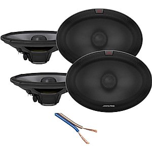 Alpine R-S69.2 Car Audio Type R Series 6x9 600 Watt Speakers - 2 Pair with 20' Wire Package