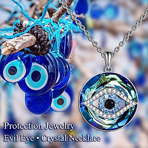 WINNICACA Evil Eye Necklace for Women Valentines Day Gifts for Her Sterling Silver Protection Pendant Necklace with Blue Crystal Nazar Jewelry Birthday Mothers Day gifts for sisters her mother