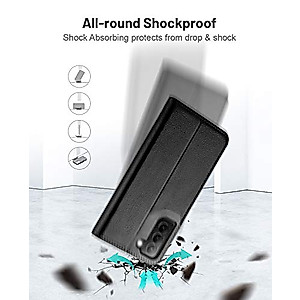 OCASE Compatible with Galaxy S21 5G Wallet Case, PU Leather Flip Folio Case with Card Holders RFID Blocking Kickstand [Shockproof TPU Inner Shell] Phone Cover 6.2 Inch (2021) - Black