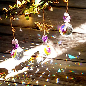 Suncatcher - Amethyst Moon Crystal Sun Catcher Window Hanging, Good Luck Charms Gifts for Women Chrismas Thanksgiving Birthday Crystal