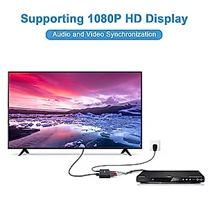 EASYCEL Component to HDMI Converter with 1.2 Meter HDMI Cable, RGB to HDMI Converter, 1080P 5RCA YPbPr to HDMI Converter