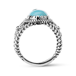 American West Jewelry Sterling Silver Women's & Men's Ring Blue Turquoise Gemstone Native-Inspired Flower Design Size 9