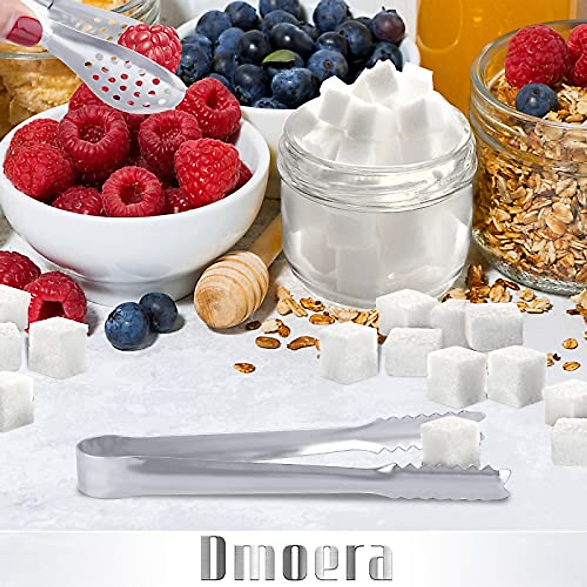 12 Pack Premium Small Serving Tongs, Dmoera Mini Stainless Steel Appetizer Tongs, 5Inch,5.2Inch(12.7cm)