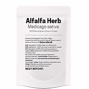 Alfalfa Herb (Medicago Sativa) - 100% Natural Quality, Grown in Hungary - Net Weight: 3.52oz/100g