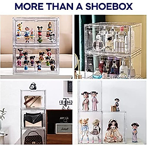Clear Shoe Box Stackable 3 Pack of Fully Transparent Sneaker Display Storage Box for Men Women, Shoe Boxes Container with Lids, Shoe Organizer for Closet, Acrylic Boxes for Display - Large Size 14.2'' X11'' X8.7''