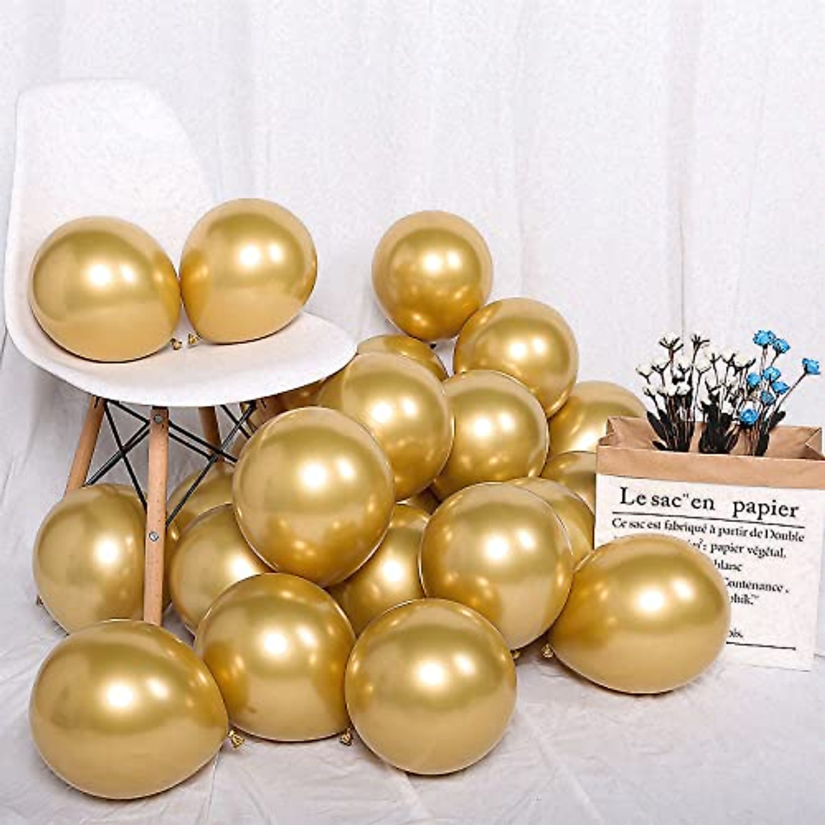 Gold Balloons,3 Different Sizes 77 Pack Metallic Gold Balloons 12 Inch,5 Inch,10 Inch Chrome Gold Balloon Arch for Birthday Valentines Baby Shower Wedding