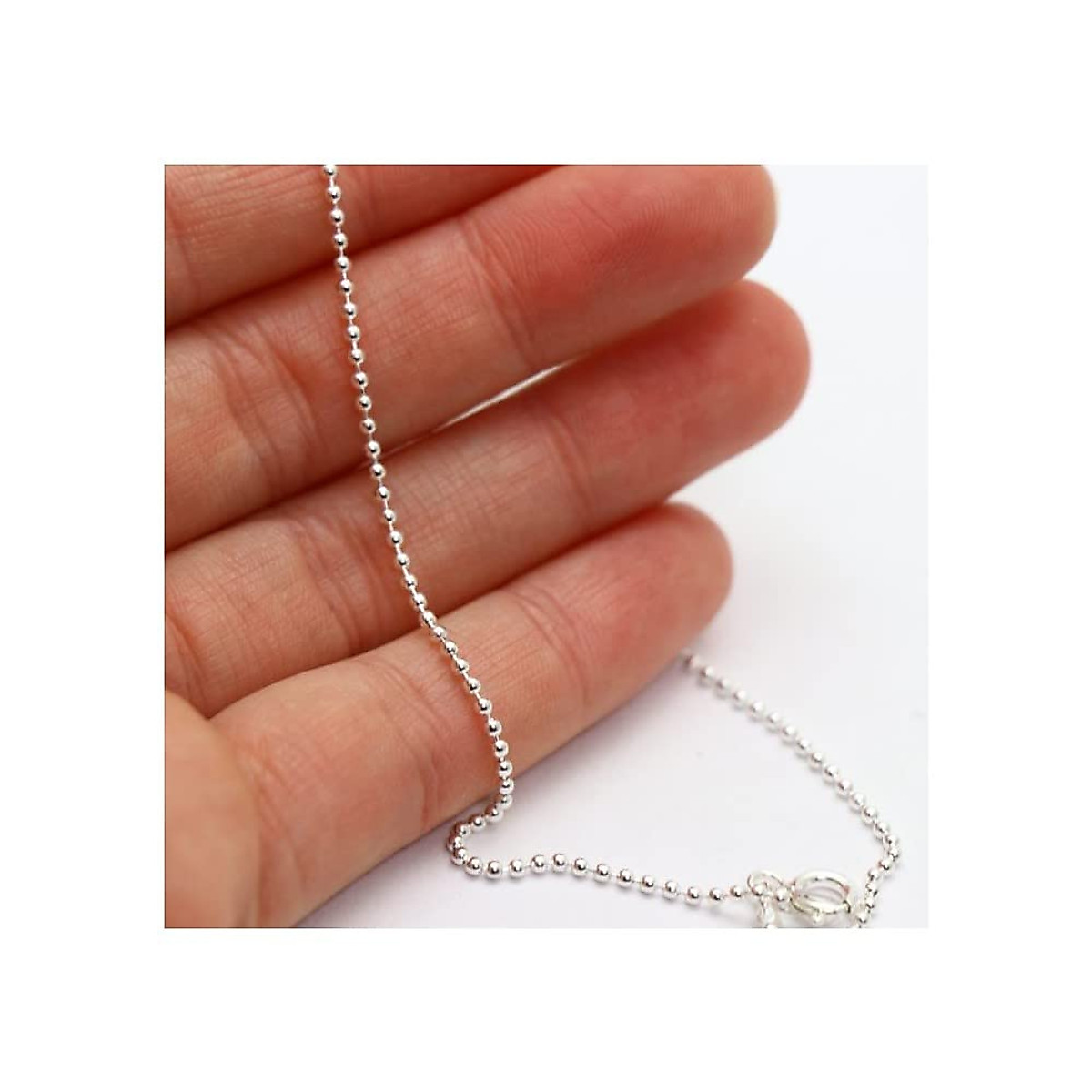 Verona Jewelers 925 Sterling Silver Italian 1.5MM, 2MM Silver Bead Ball Chain Necklace, Sterling Silver Bead Necklace, Italian Bead Necklace, Silver Beaded Necklace (18, 1.5MM)