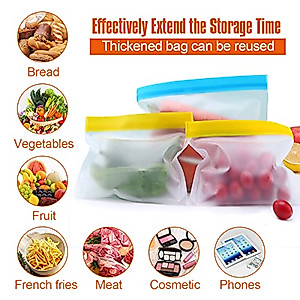 Dishwasher Safe Reusable Silicone Storage Ziplock Bags, Leakproof Reusable Gallon Freezer Bags, BPA FREE Food Storage Bags for Marinate Food, Fruits, Sandwich, Snack, Meal Prep, Travel Item (24)
