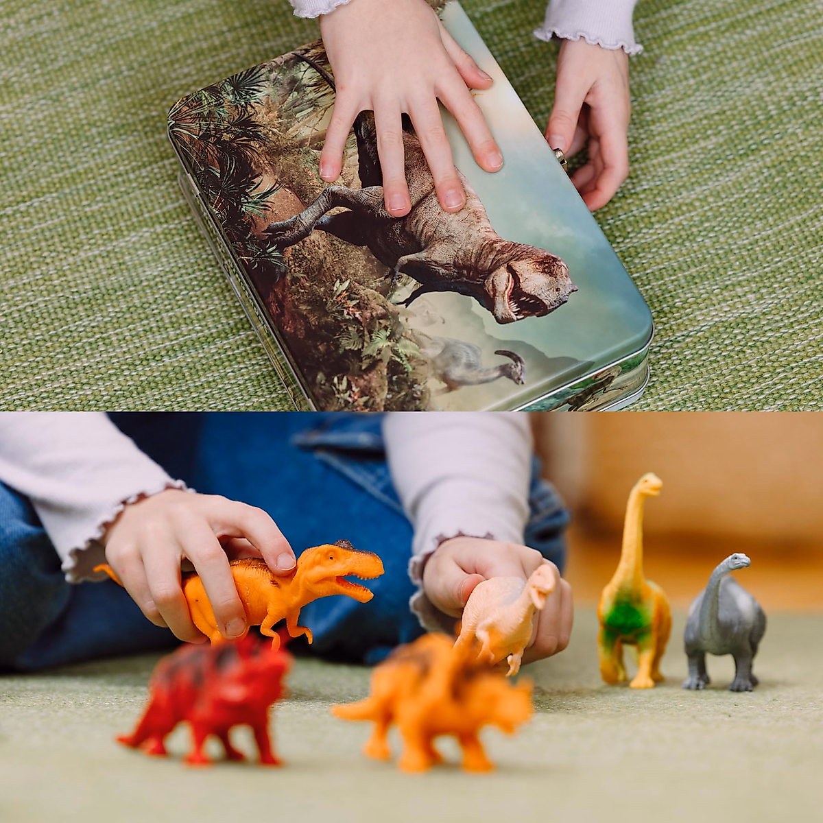 PLAYVIBE Dinosaur Toys for Kids 3-5 – 12 Realistic Small Dinosaur Figures with Storage Box, 5-7 Years Old – Toddler Boy Dino Toys