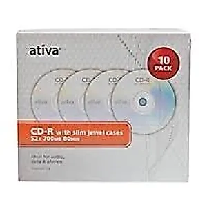Ativa Printable CD-R Slim Jewel Cases 10 Pack