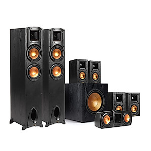 Klipsch Synergy Black Label F-200 7.1 Powerful and Efficient Home Theater System with 12" Front-Firing Subwoofer and Tractrix Horn Technology for Cinema-Quality Sound