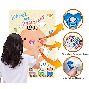 Pin the Pacifier on the Baby Game - Baby Shower Party Favors and Game - Pin the Dummy on the Baby Game