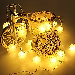 WONFAST Pine Cone Led String Lights, Waterproof 5m/16.4ft 20LED Outdoor Solar Powered Fairy Starry Lights for Gardens Christmas Trees Weddings Parties Indoor Holiday Decoration (Warmwhite)